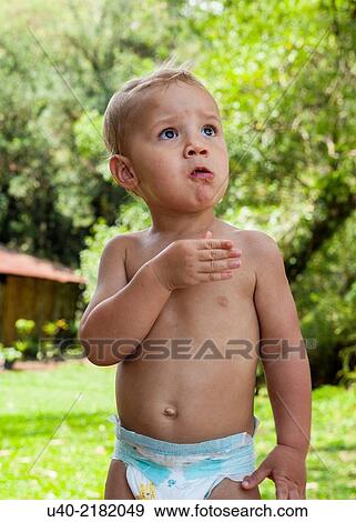 Stock Photograph of 2 year old boy in diapers. u40-2182049 - Search ...