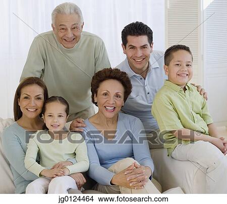 Portrait of multi-generational Hispanic family Picture | jg0124464 ...