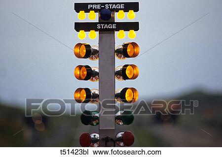 Drag Racing -Staging Light Stock Image | t51423bl | Fotosearch