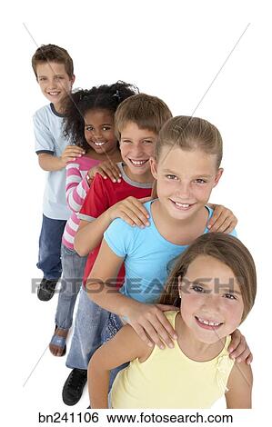 Stock Images of Children standing in a line bn241106 - Search Stock ...