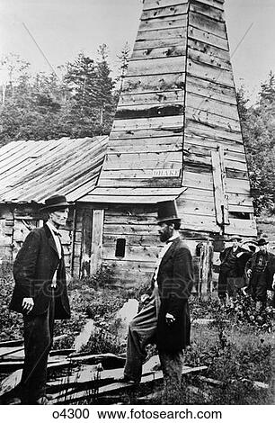 1859 Drake Oil Well Worlds First Drilled Oil Colonel Drake On Right ...