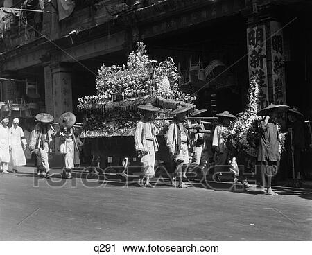 1930 1930S Chinese Funeral Palanquin Bier Coffin Float Parade Hong Kong ...