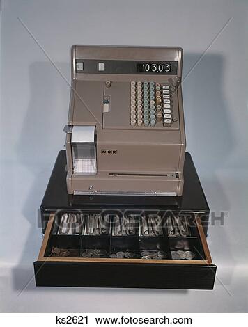 1960 S 1950S Cash Register Filled With Money Stock Image | ks2621 ...