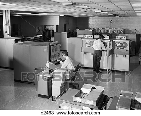Stock Photo of 1960S Computer Room With 2 Men Working o2463 - Search ...