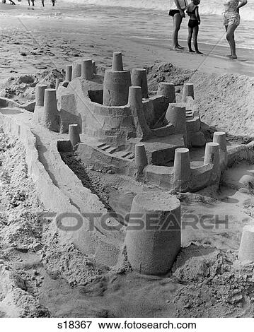 1970S Large Detailed Sand Castle With Moat And Several Turrets On The ...