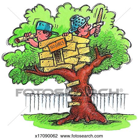 Clip Art of Tree Fort x17090062 - Search Clipart, Illustration Posters ...