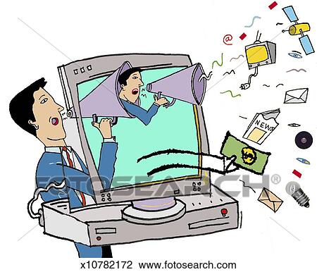 Clip Art of Man Advertising via the Internet x10782172 - Search Clipart ...