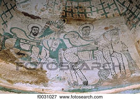 Ethiopia, Tigré region, Debre Tsion monastery, inside fresco Stock ...