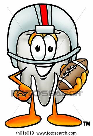 Clip Art of Tooth playing football th01s019 - Search Clipart ...