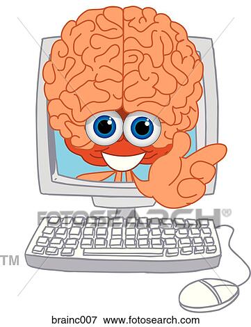 Stock Illustration of Brain In Computer brainc007 - Search EPS Clipart ...