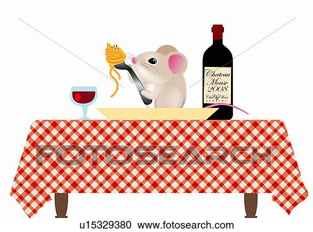 Stock Illustrations of Mouse on the dining table u15329380 - Search ...