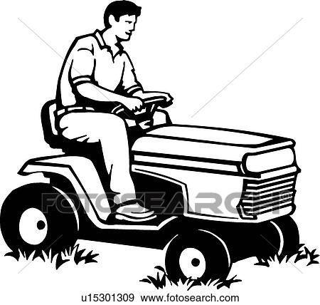 Woman Riding Mower Clip Art