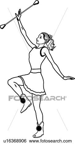Coloring Pages Majorette Baton Colouring Twirling Choose Board ...