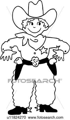Clipart of , boy, child, children, costume, cowboy, happy, kid, play ...
