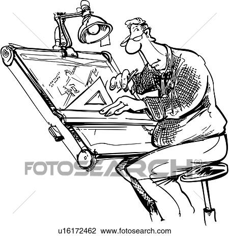 Clipart of , architect, drafter, drafting, people, profession, trades ...