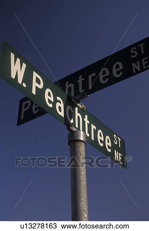 Atlanta, Peachtree St road sign, Georgia, West Peachtree Street and ...