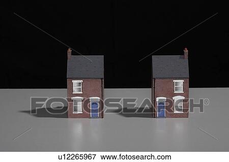 Model of a terraced brick house split into two. Stock Photo | u12265967 ...