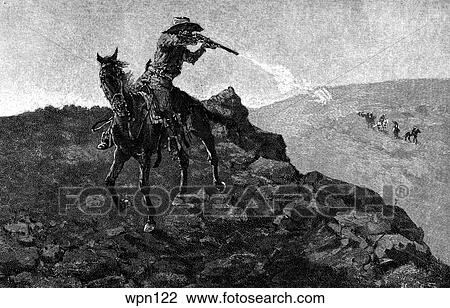 Fugitive Rifleman. Illustration by Frederic Remington Drawing | wpn122 ...